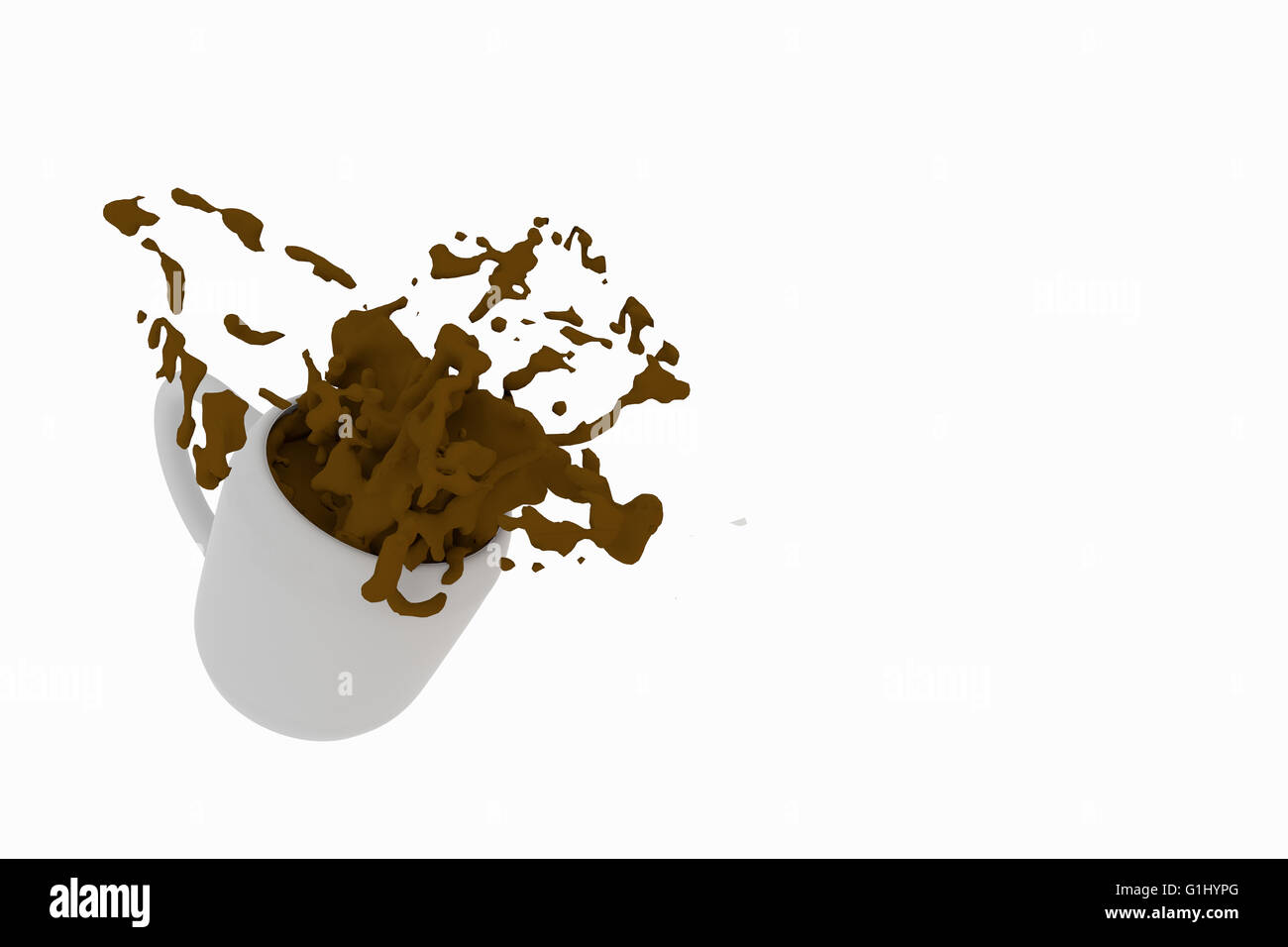 3D rendering of A cup of coffee spill on a white background Stock Photo ...