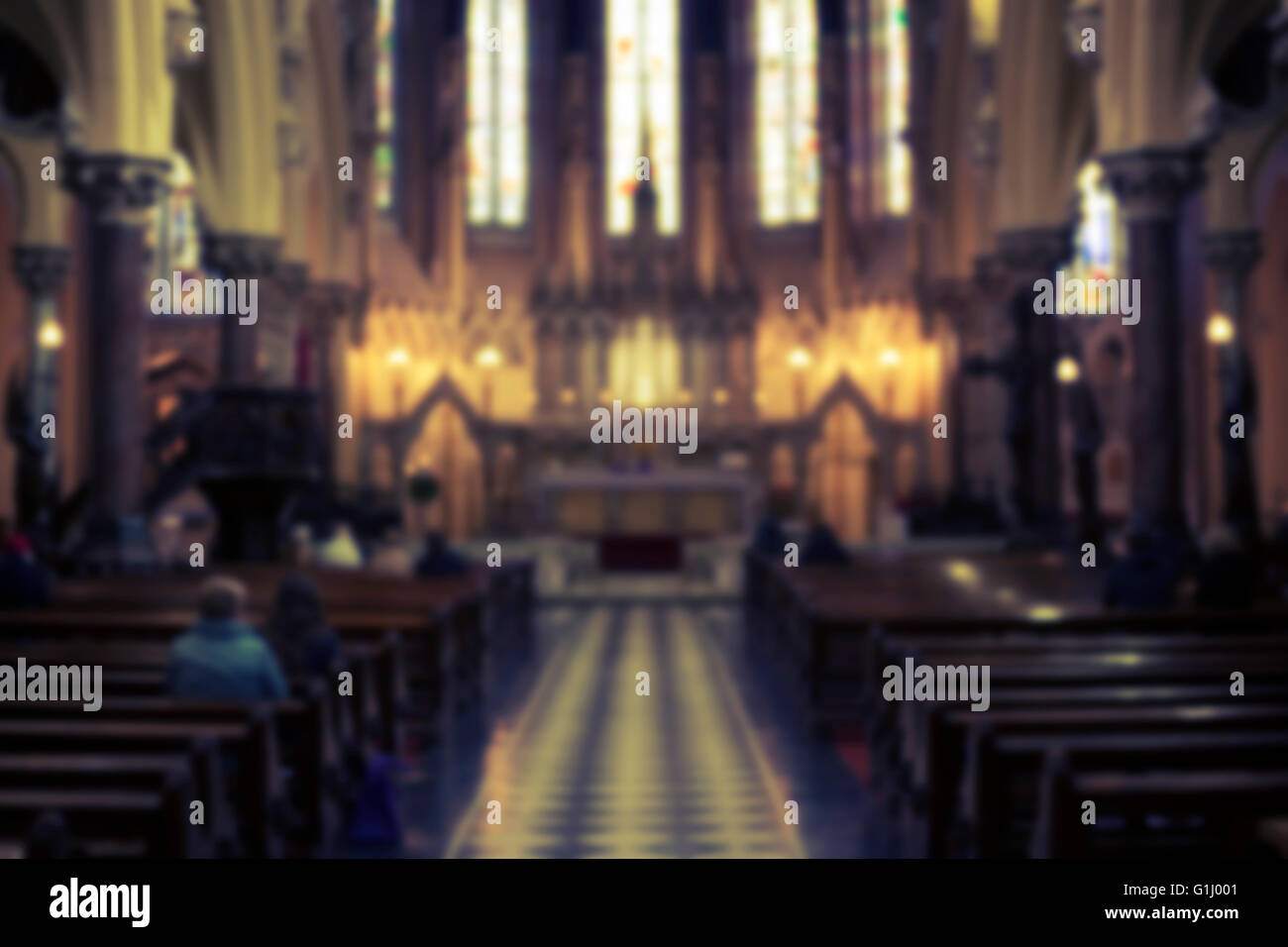Blurry church background Stock Photo - Alamy