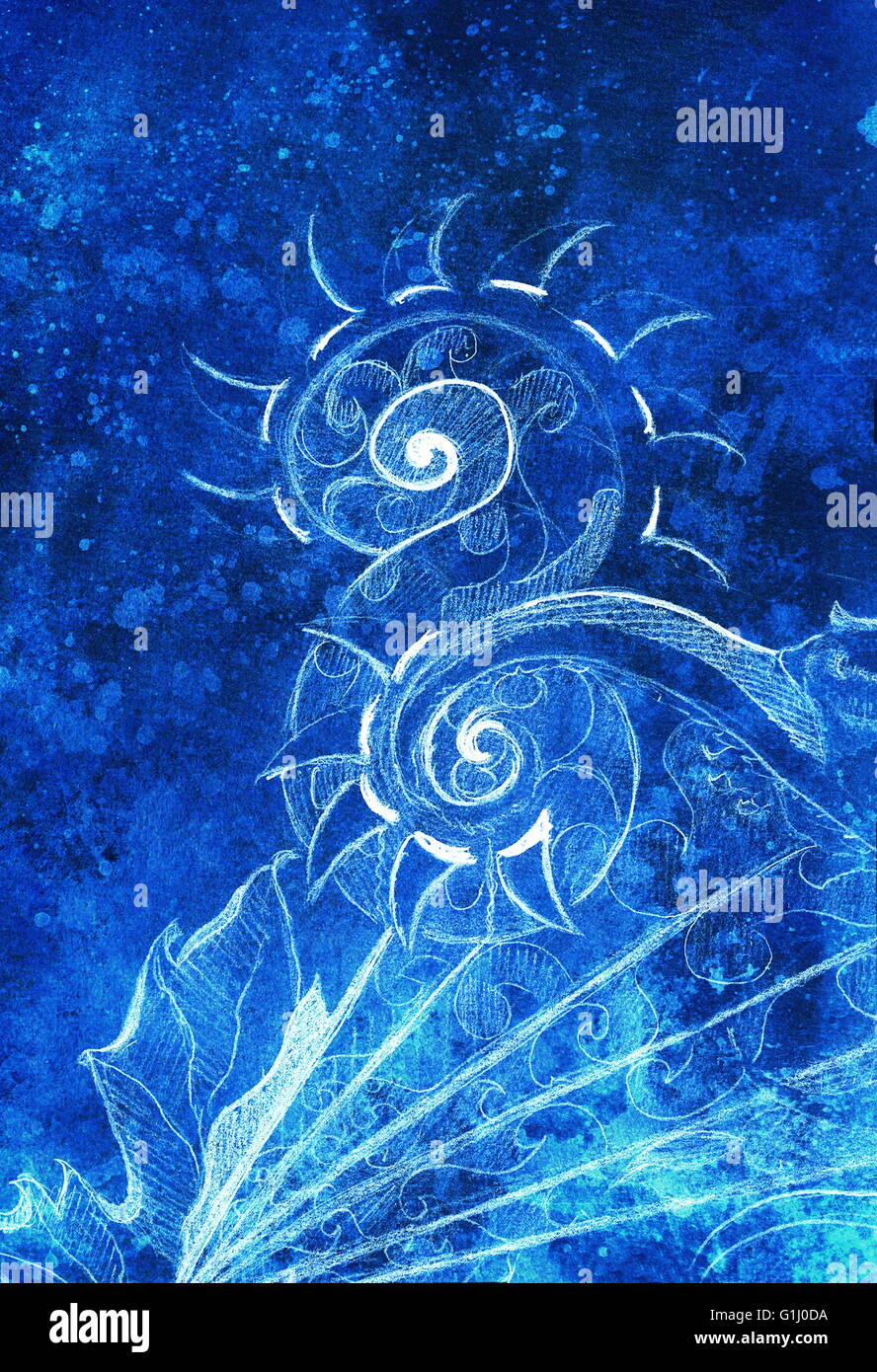 ornamental filigran drawing with frozen winter time feelingt, spiral ...