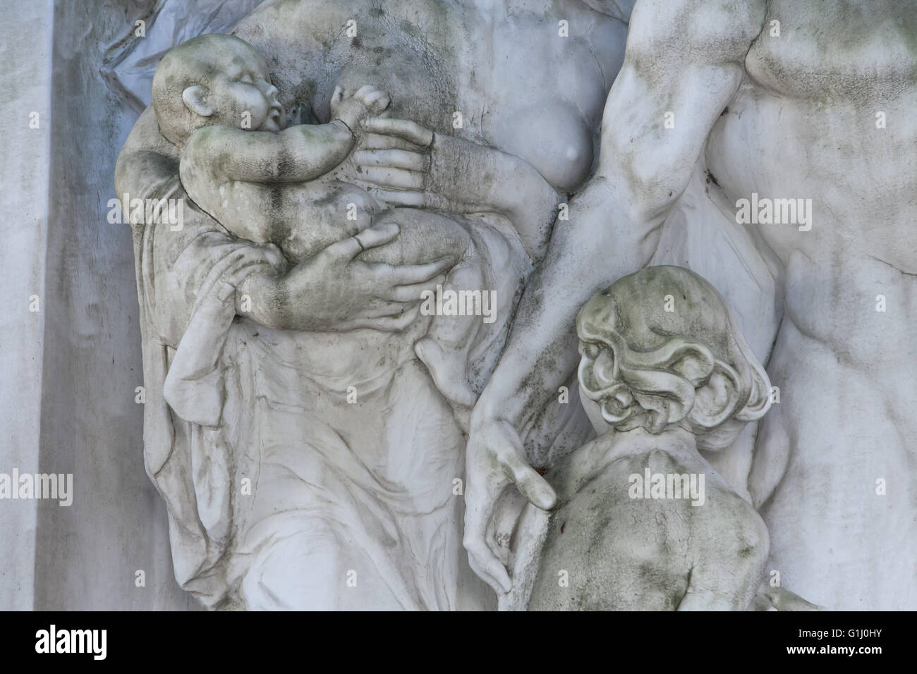Mourning family depicted in the tombstone of the Pasini Family at the ...
