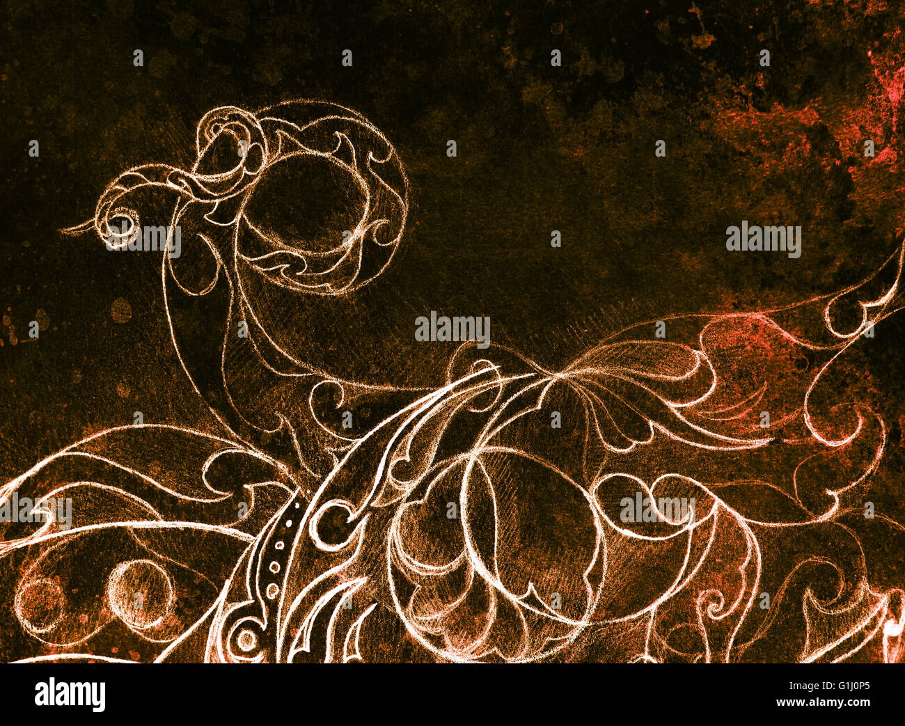 Ornamental Drawing. Original hand draw and computer collage. Color ...