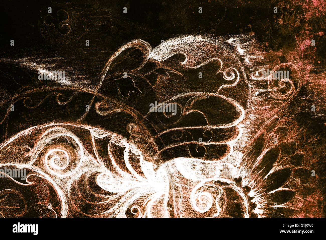 ornamental filigran drawing on paper with spirals, flower petals and ...