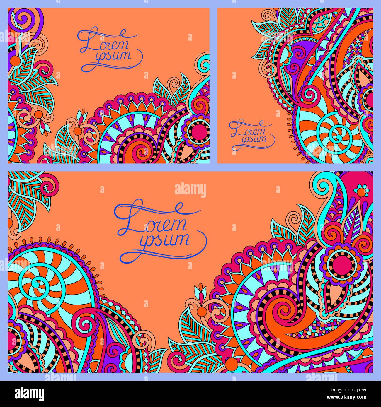 set of floral decorative background, template frame design for c Stock ...