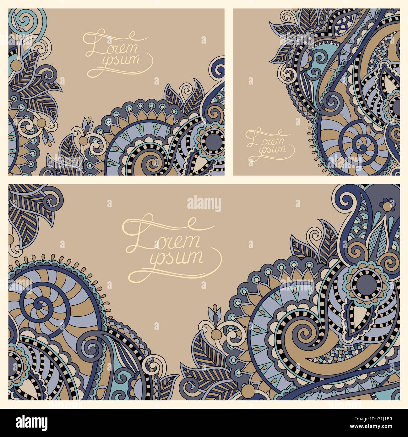 set of floral decorative background, template frame design for c Stock ...