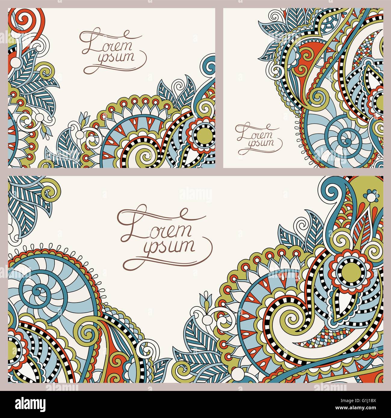 set of floral decorative background, template frame design for c Stock ...