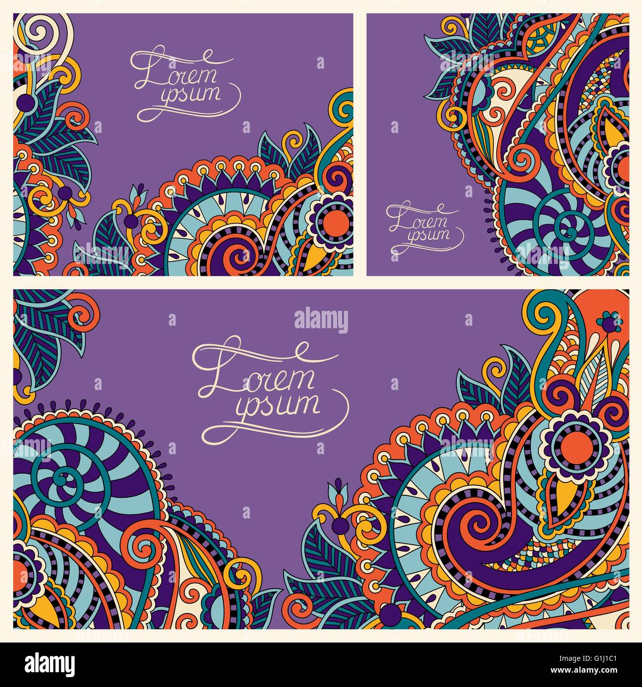 set of floral decorative background, template frame design for c Stock ...