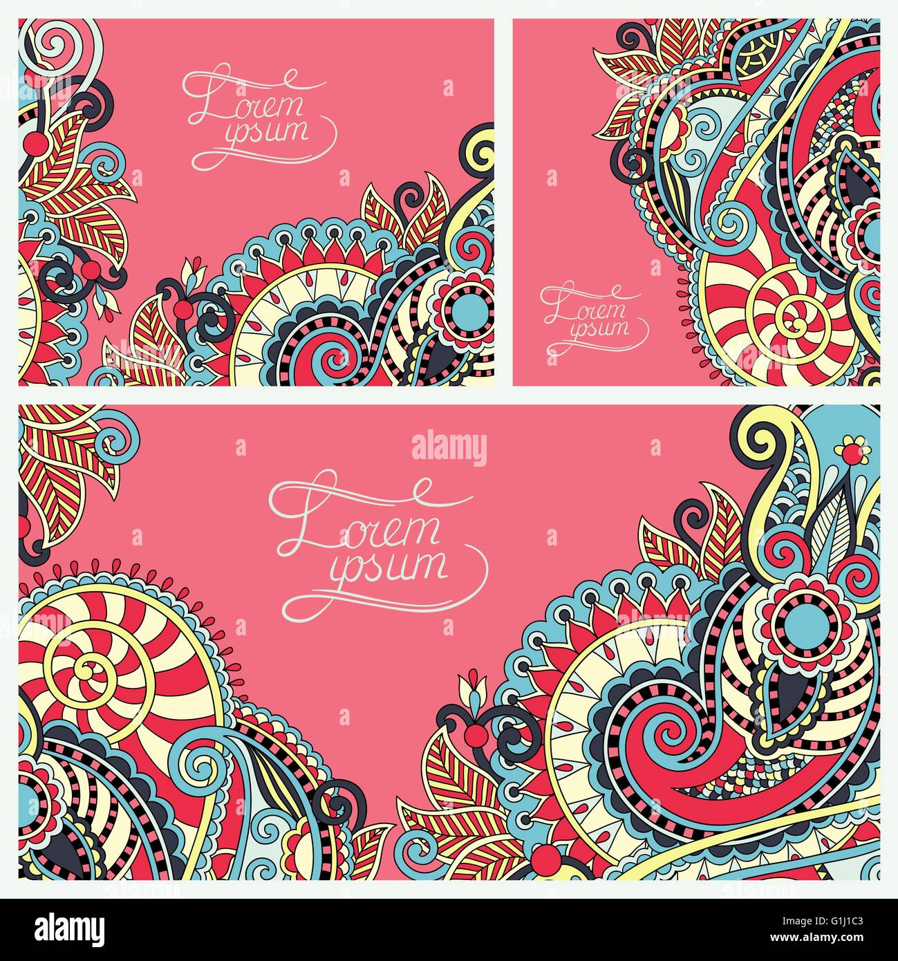 set of floral decorative background, template frame design for c Stock ...