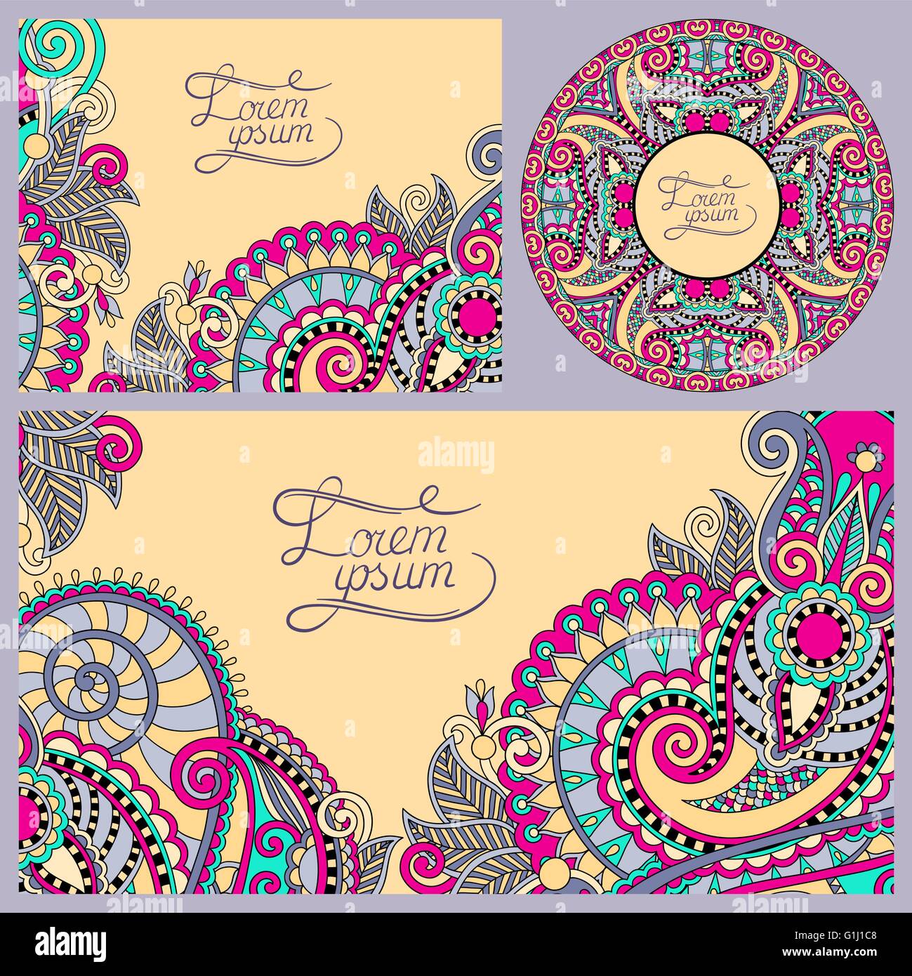 set of floral decorative background, template frame design for c Stock ...