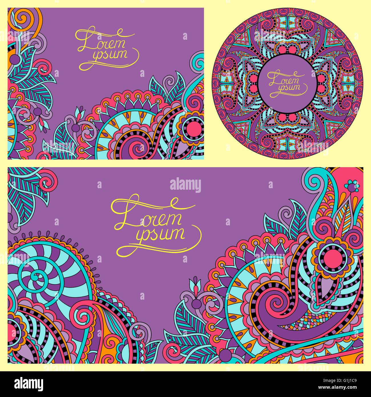 set of floral decorative background, template frame design for c Stock ...