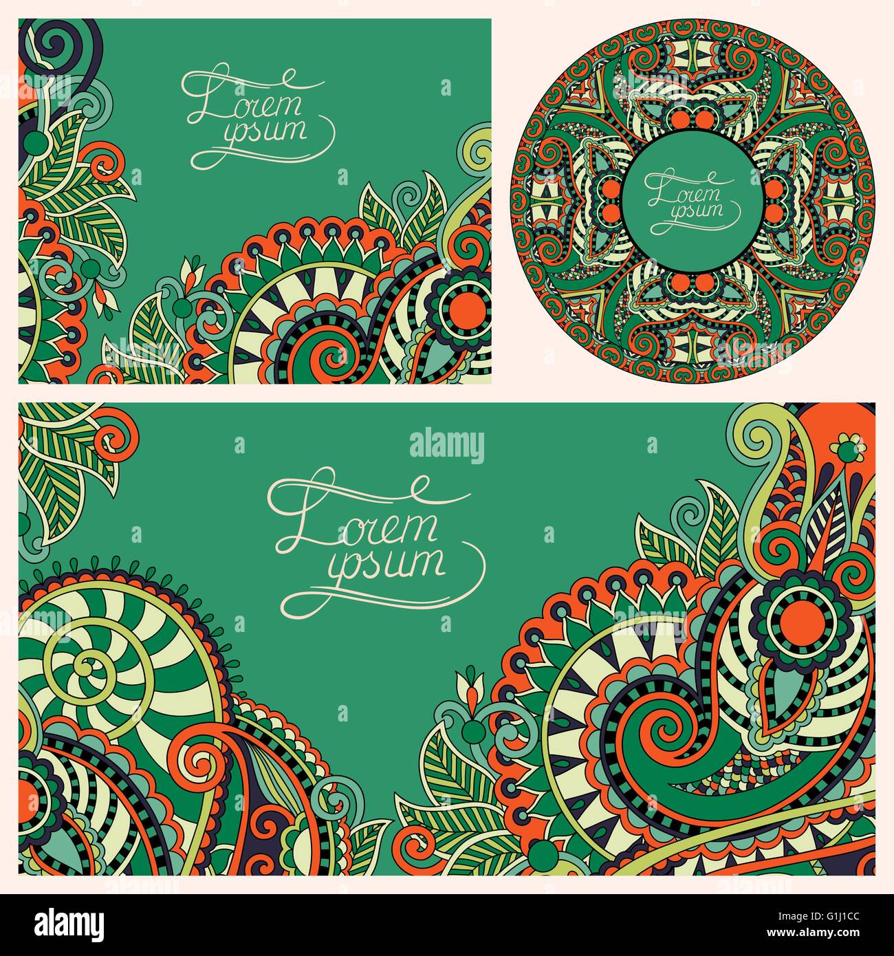 set of floral decorative background, template frame design for c Stock ...