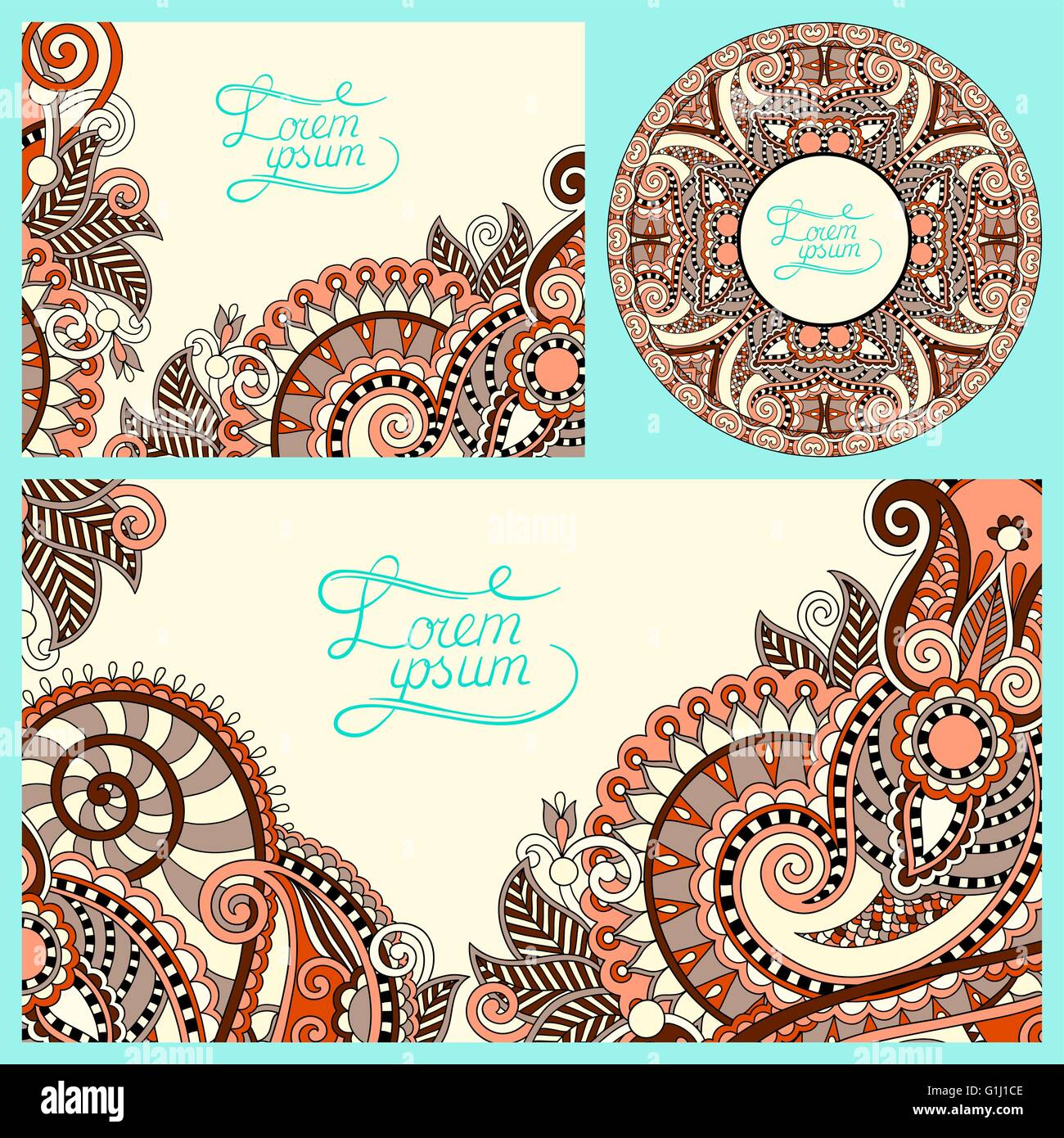 set of floral decorative background, template frame design for c Stock ...