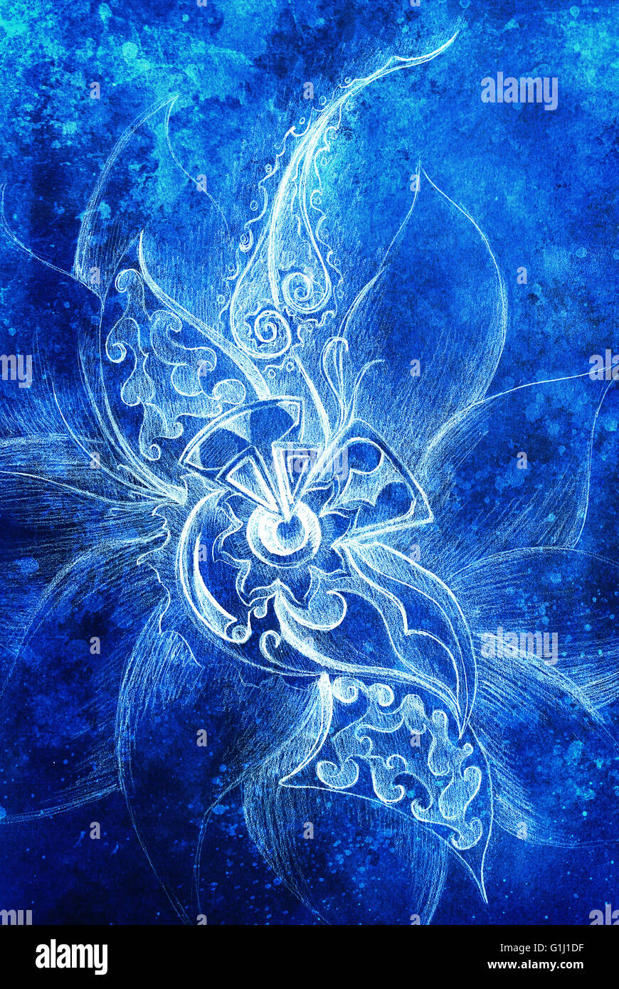 ornamental filigran floral drawing with frozen winter time feelingt ...