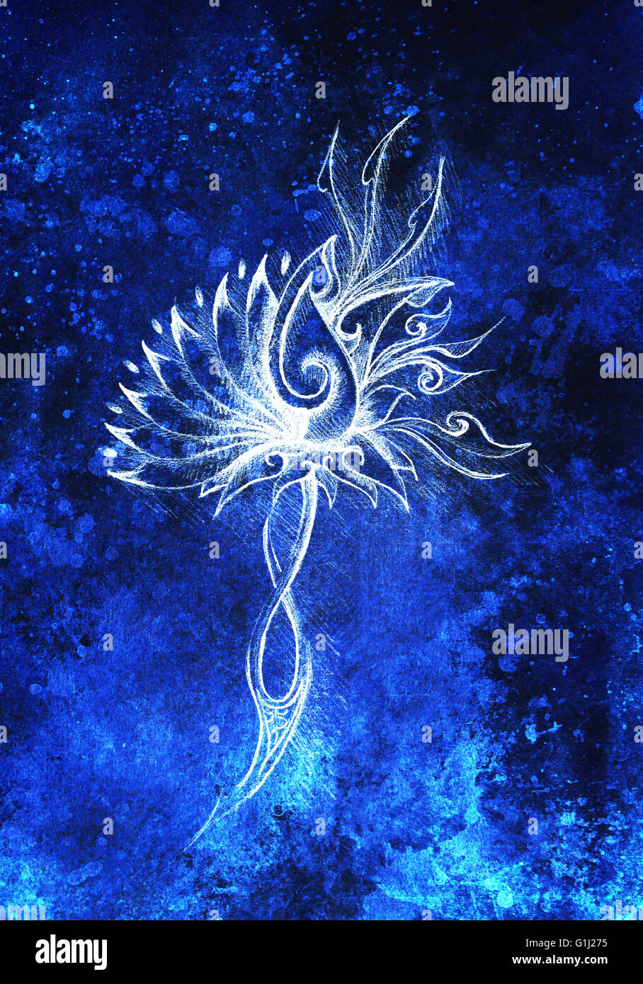 ornamental filigran floral drawing with frozen winter time feelingt ...