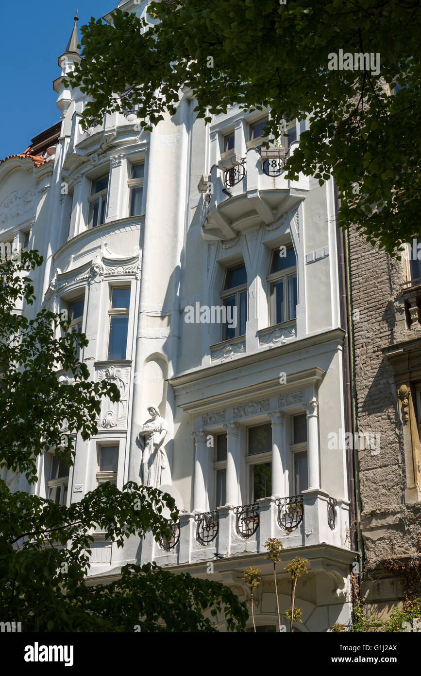 Residential houses, Cechova street, district Bubenec, Prague, Czech ...