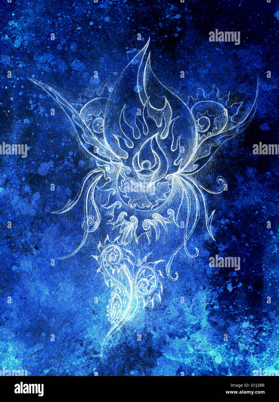 ornamental filigran floral drawing with frozen winter time feelingt ...