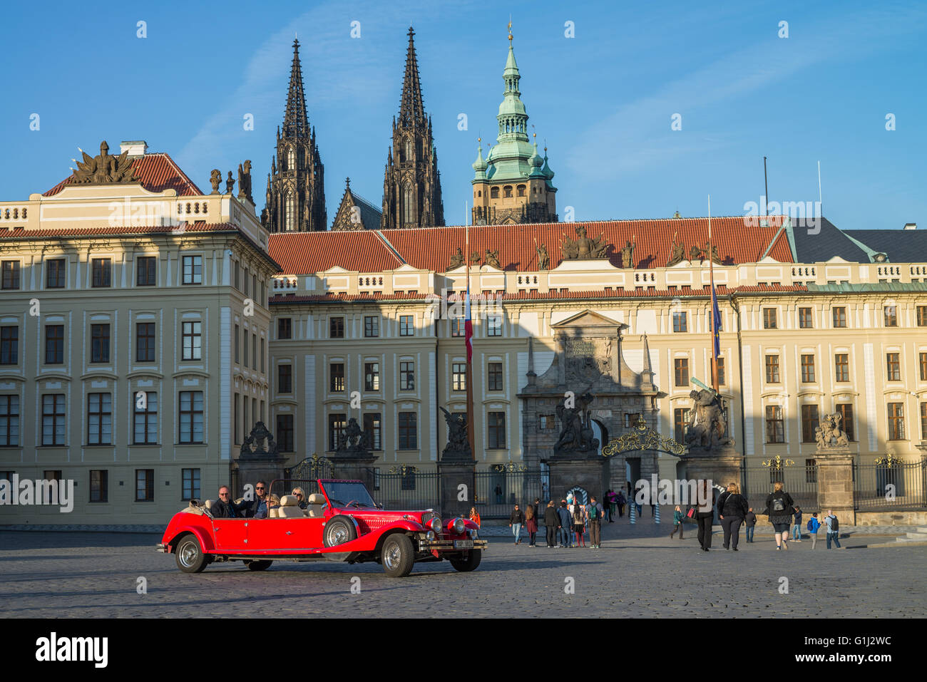 Vintage car at Prague castle, Czech Republic, Bohemia, EU, Europe Stock ...