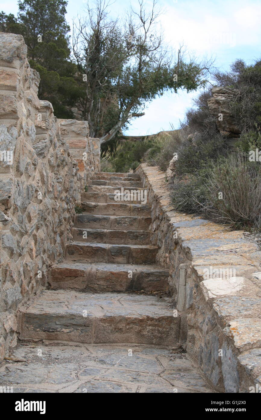 Steps at an old castle, Spain Stock Photo - Alamy