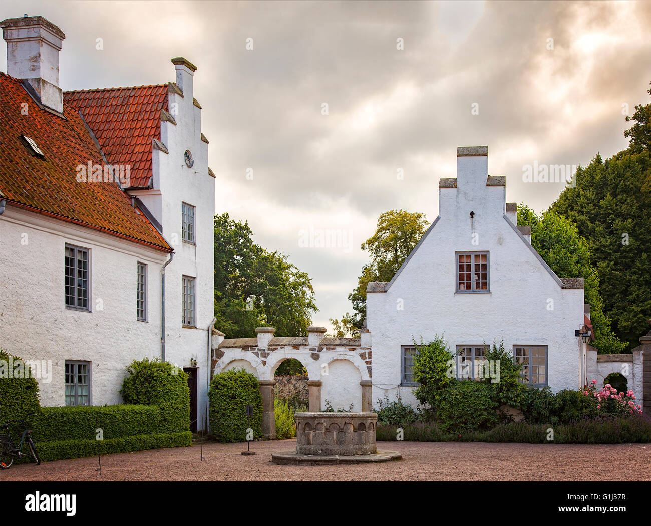 Image of the rustic courtyard of Bosjokloster, Sweden. This historic ...