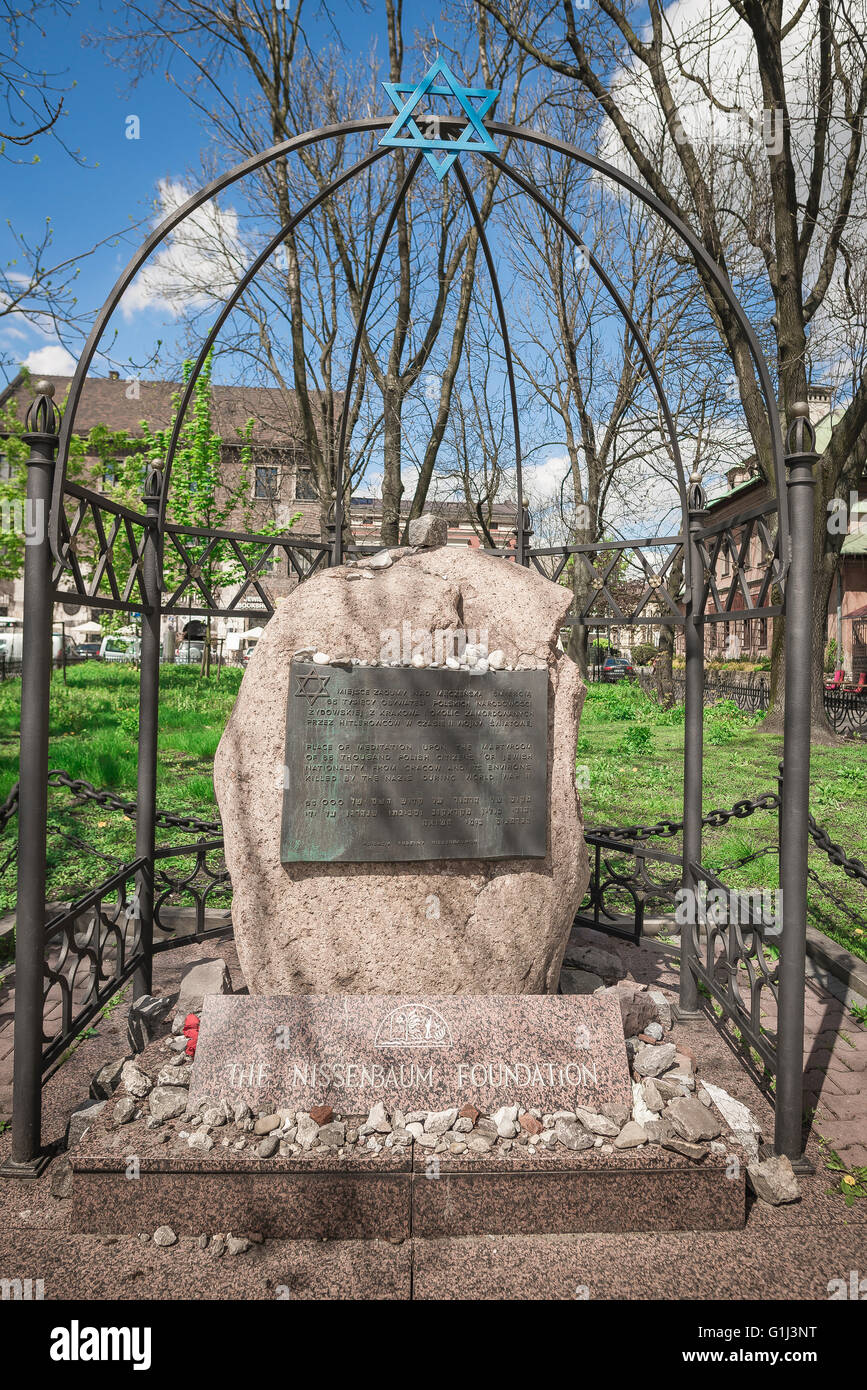 View of The Nissenbaum Foundation Memorial in Szeroka Street, Krakow, a ...