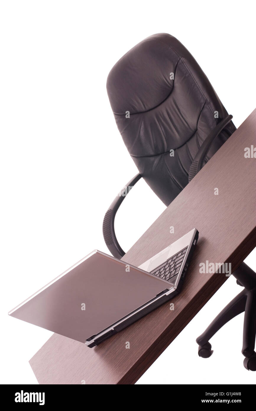 Empty workplace isolated on white Stock Photo - Alamy