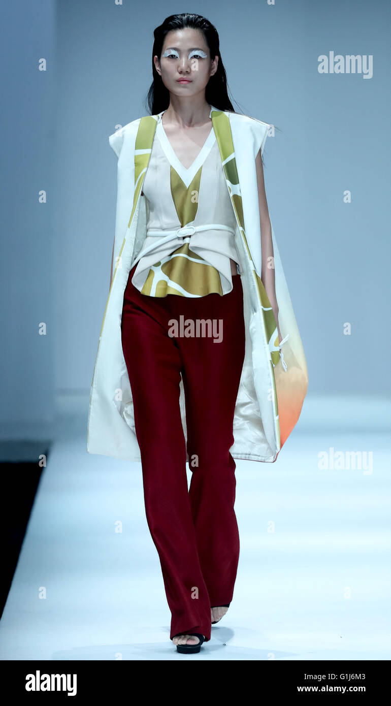 Beijing, China. 15th May, 2016. A model presents a creation designed by ...