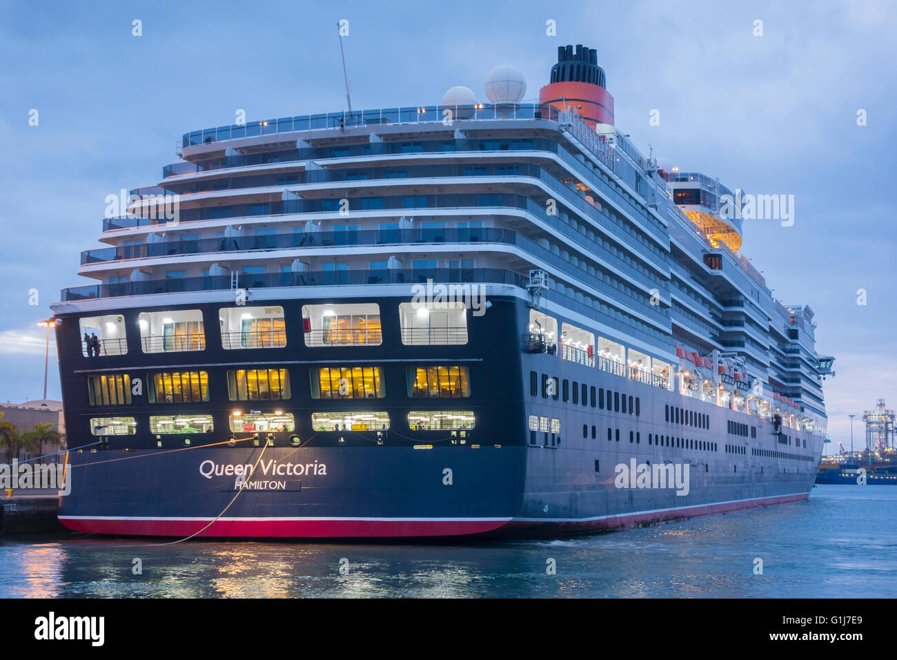 Queen Victoria cruise ship in Las Palmas port on Gran Canaria, Canary ...