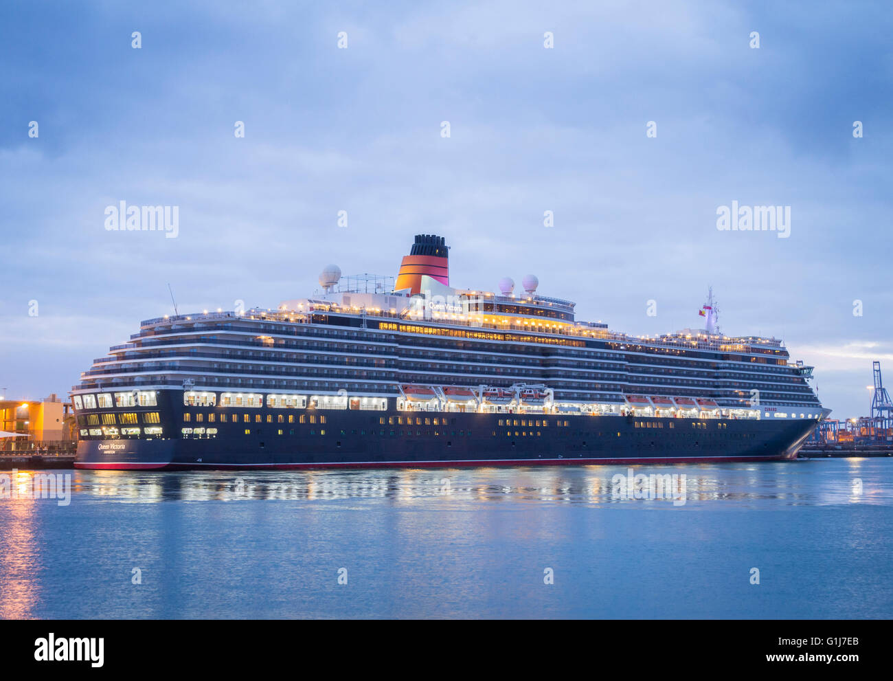 Queen Victoria cruise ship in Las Palmas port on Gran Canaria, Canary ...