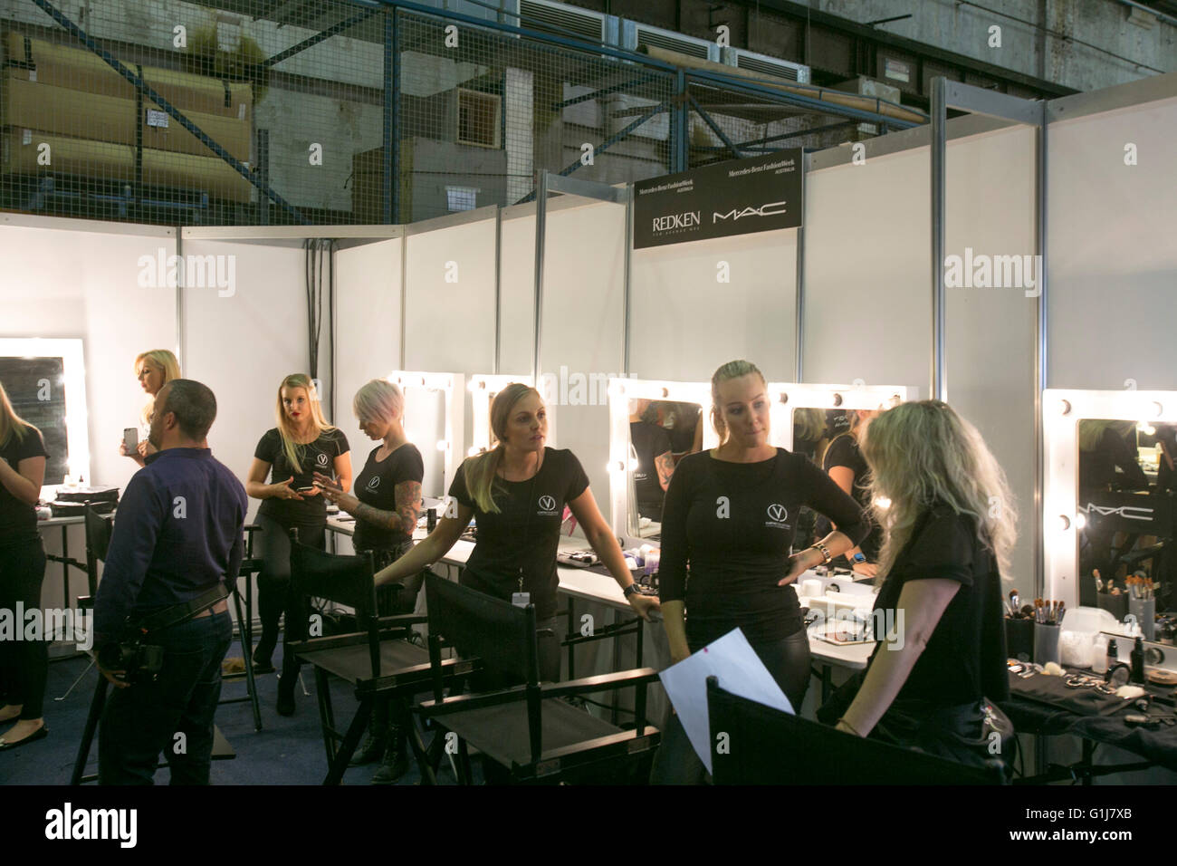 Sydney, Australia. 16th May, 2016. Models backstage prepare for the ...