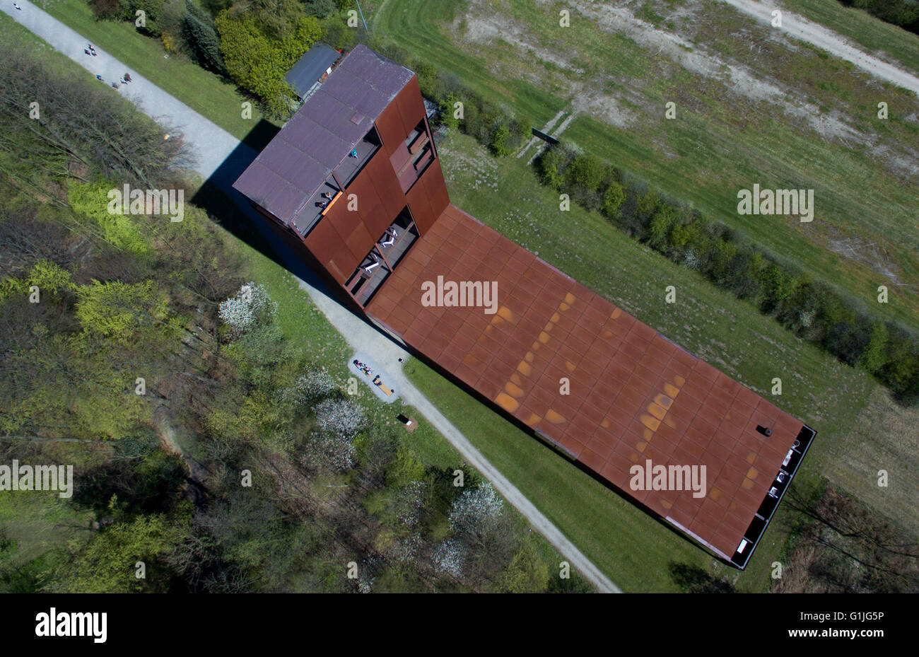 Bramsche, Germany. 21st Apr, 2016. Aerial view of the Kalkriese Museum ...