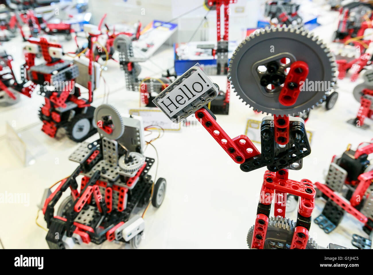 Tokyo, Japan. 17th May, 2016. Mechanic robots by RoboTAMI on display at ...