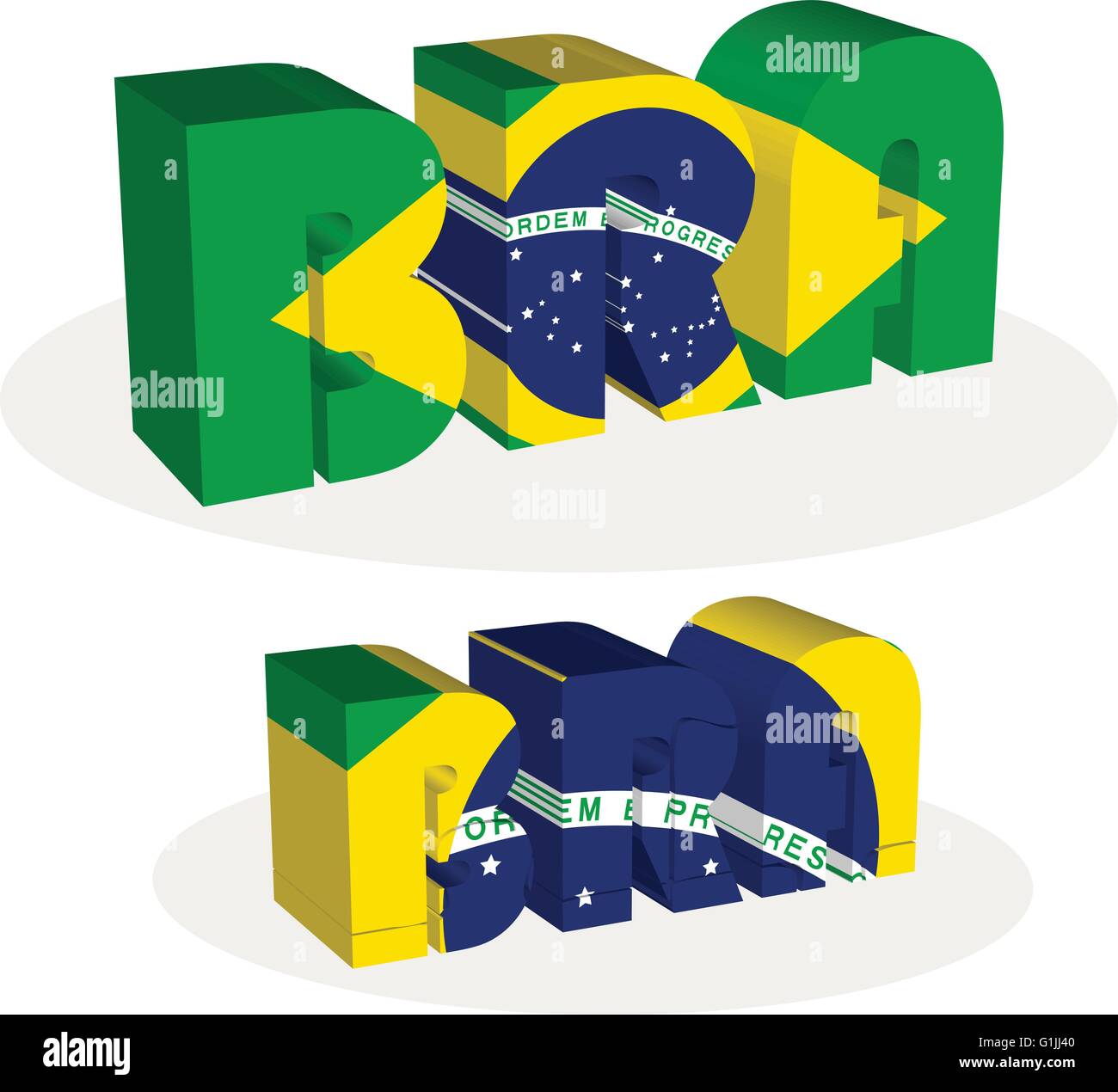 Vector illustration of Brazil Flag in puzzle isolated on white ...