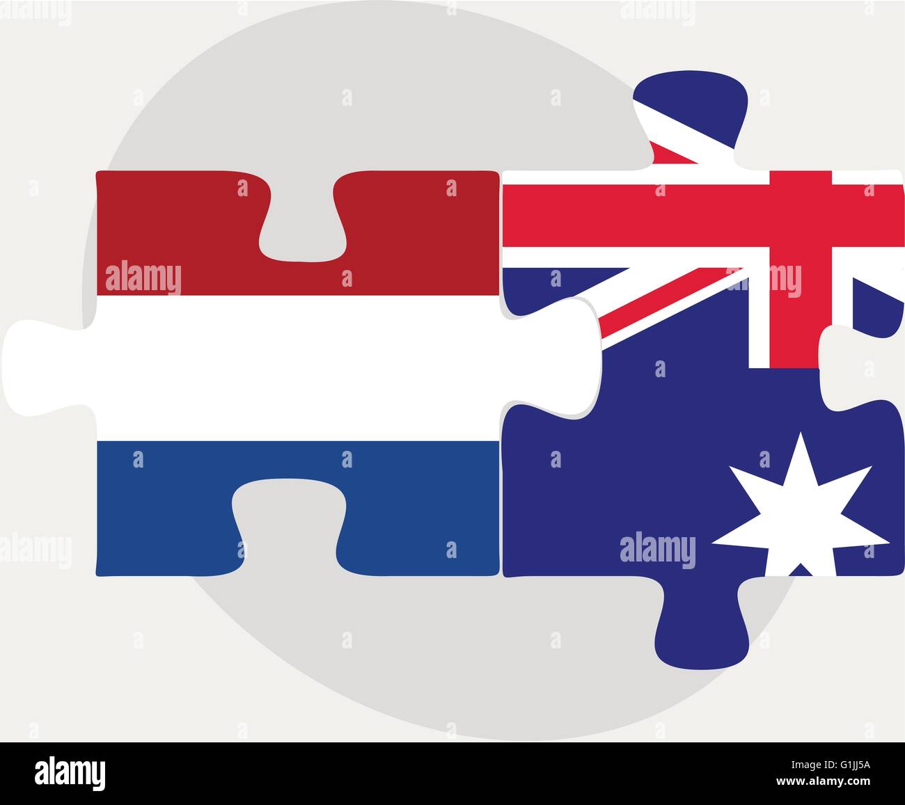 Vector illustration of Netherlands and Australia Flags in puzzle ...