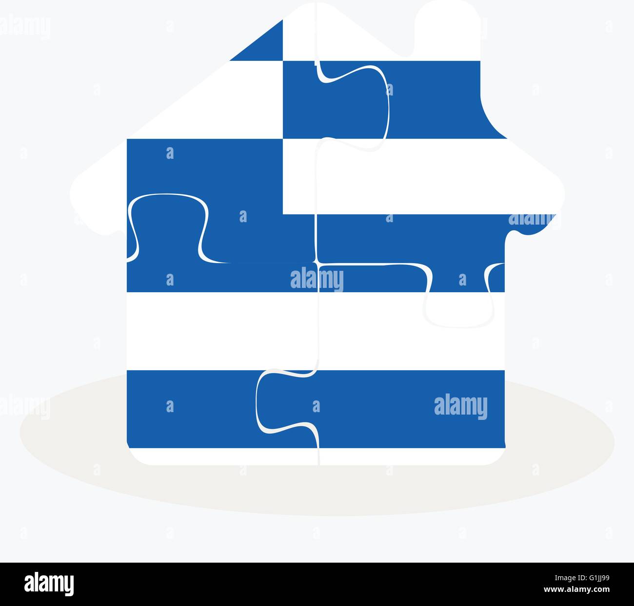 Vector illustration of house home icon with Greece flag in puzzle ...
