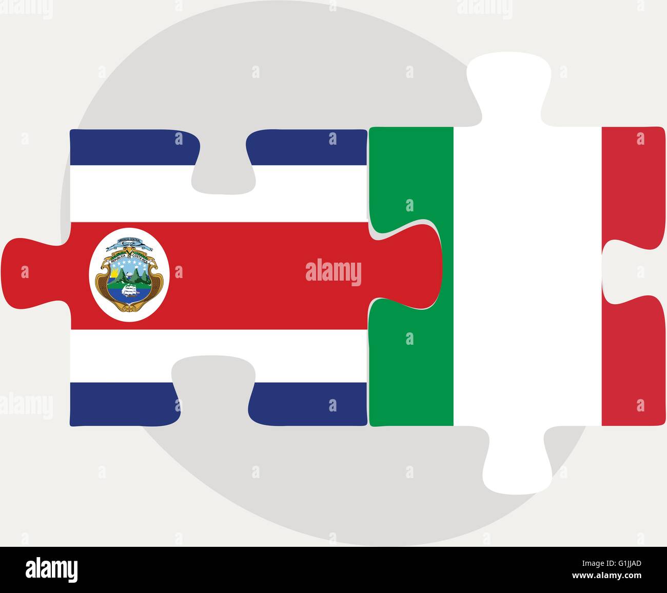 Vector illustration of Italy and Costa Rica Flags in puzzle isolated on ...