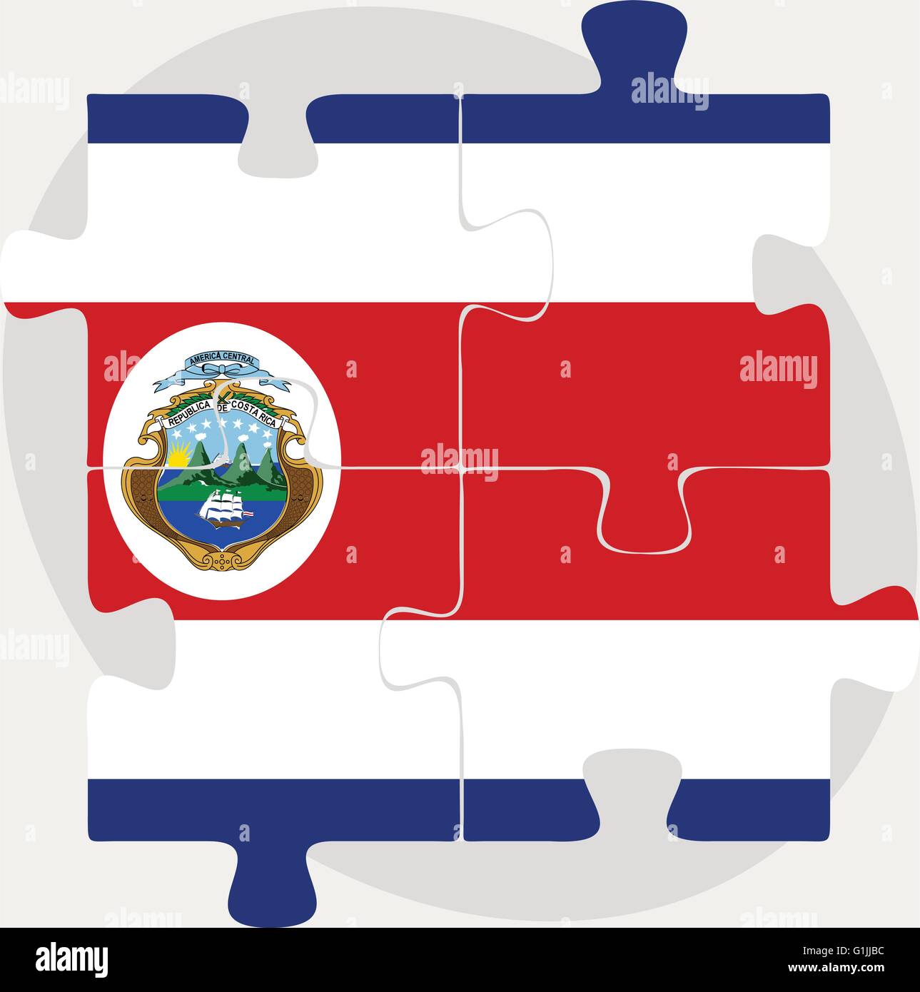 Vector illustration of Costa Rica Flag in puzzle isolated on white ...