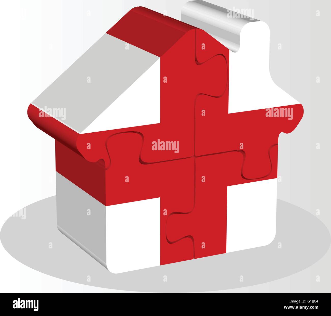 Vector illustration of house home icon with England flag in puzzle ...