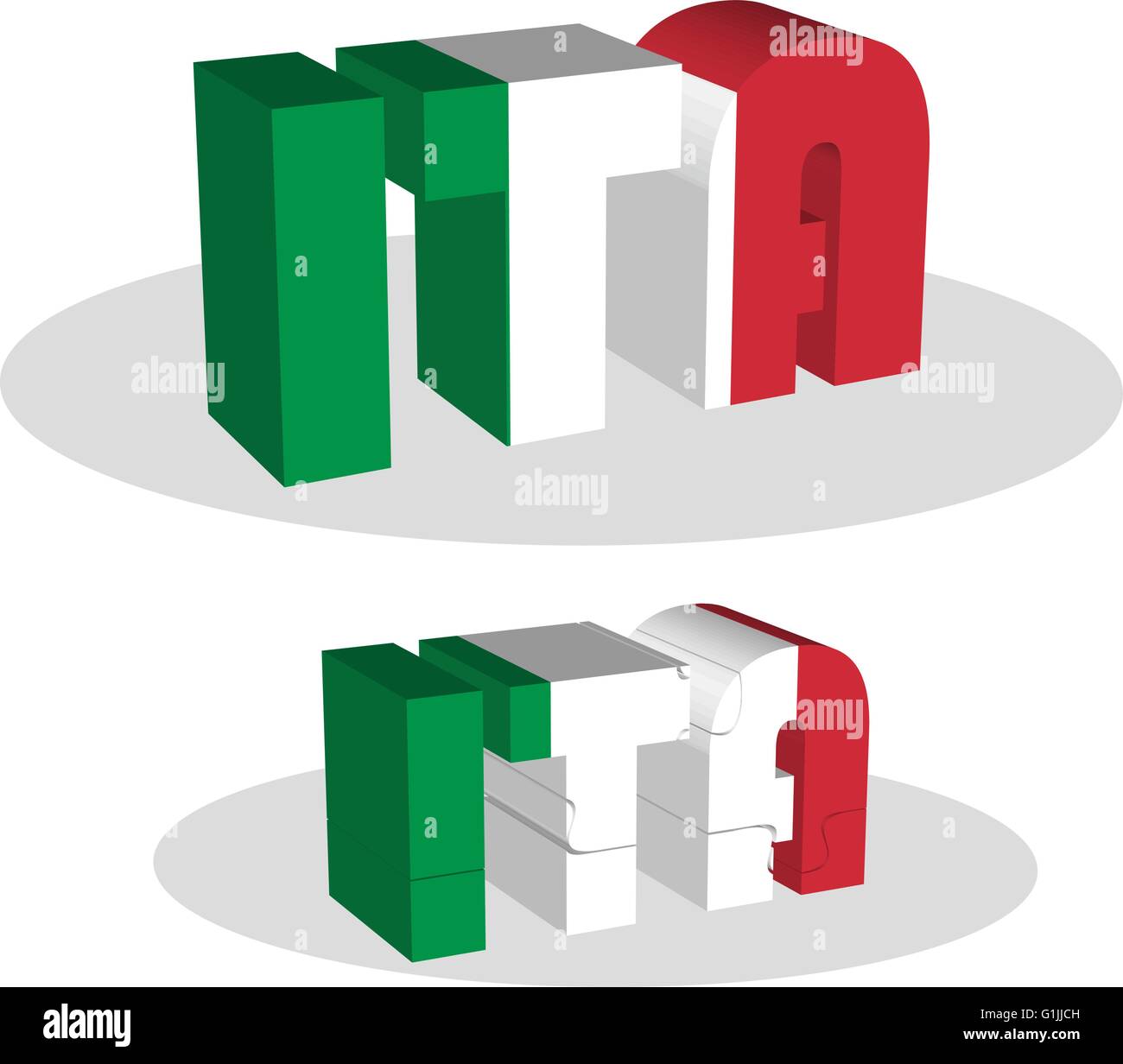 Vector illustration of Italy Flag in puzzle isolated on white ...
