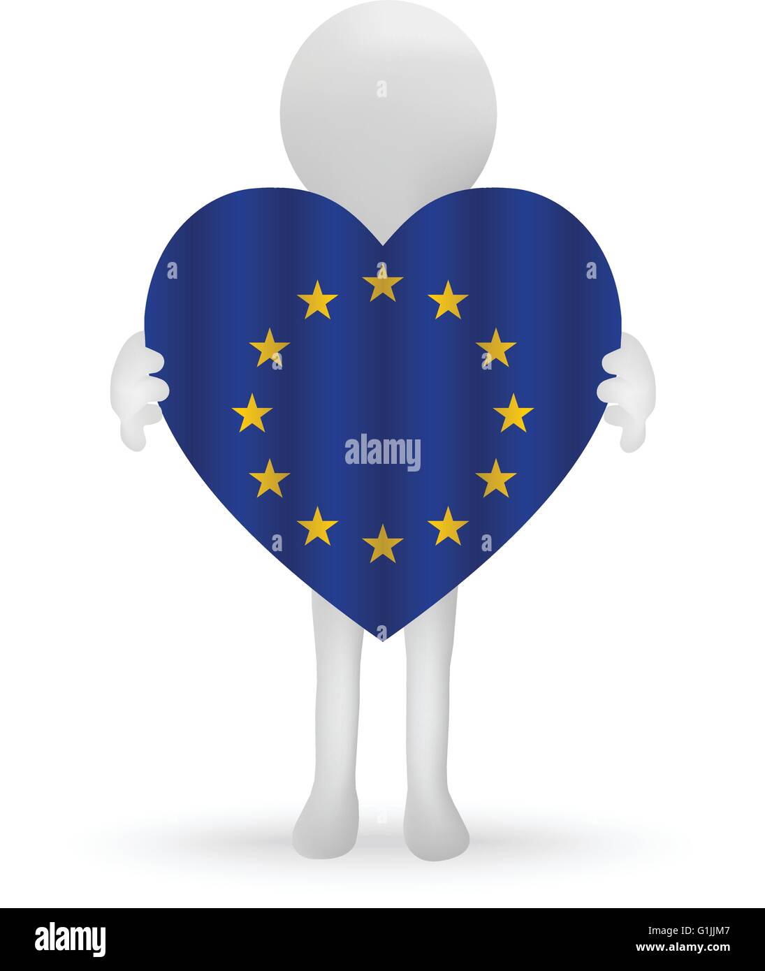 EPS Vector 10 - small 3d man holding an European Union Flag Stock ...