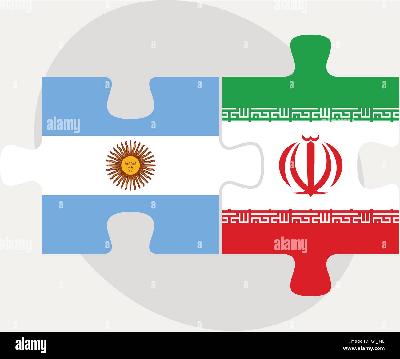 Vector illustration of Argentinian and Iranian Flags in puzzle isolated ...