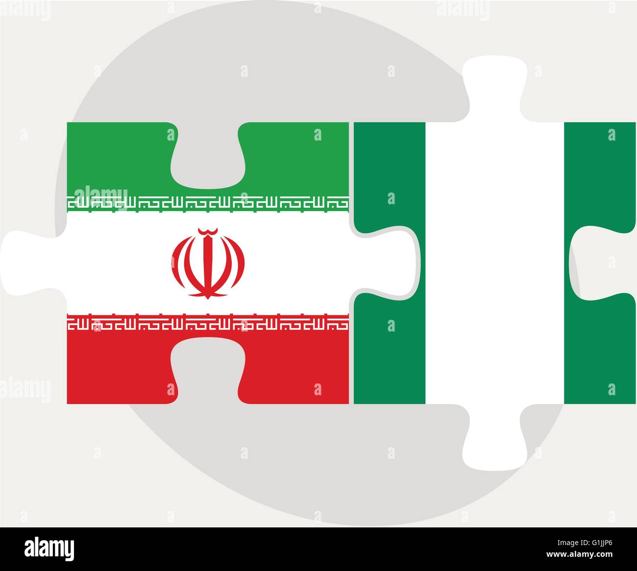 Vector illustration of Iranian and Nigerian Flags in puzzle isolated on ...
