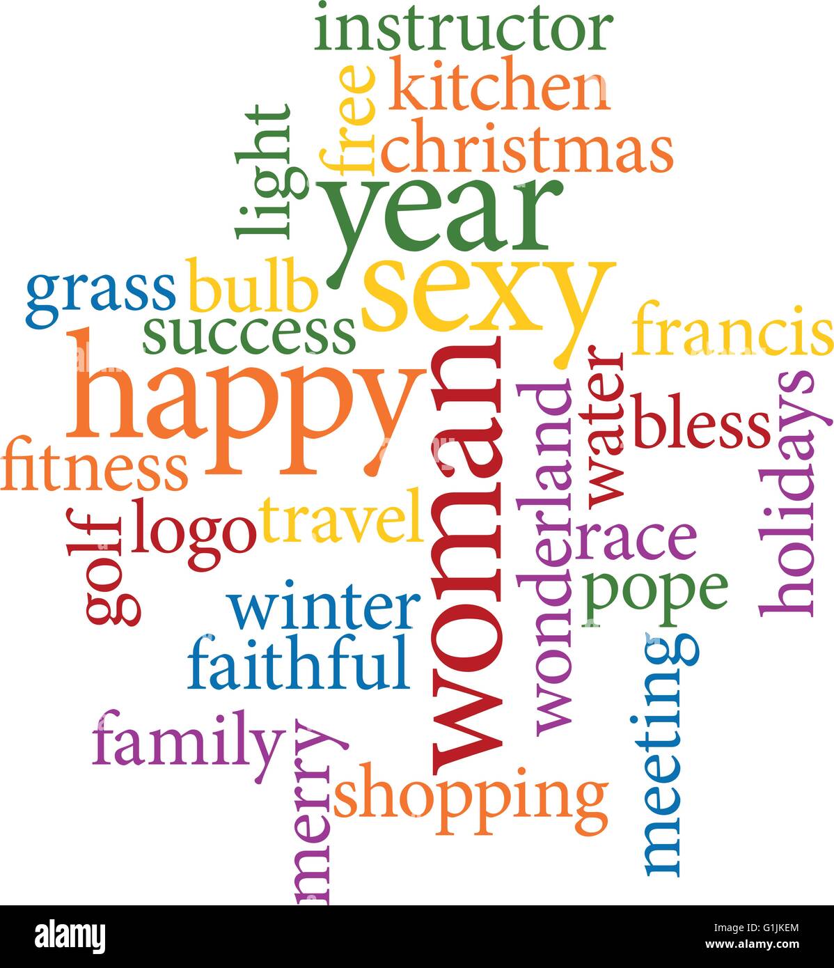 Illustration of the word woman in word clouds isolated on white ...