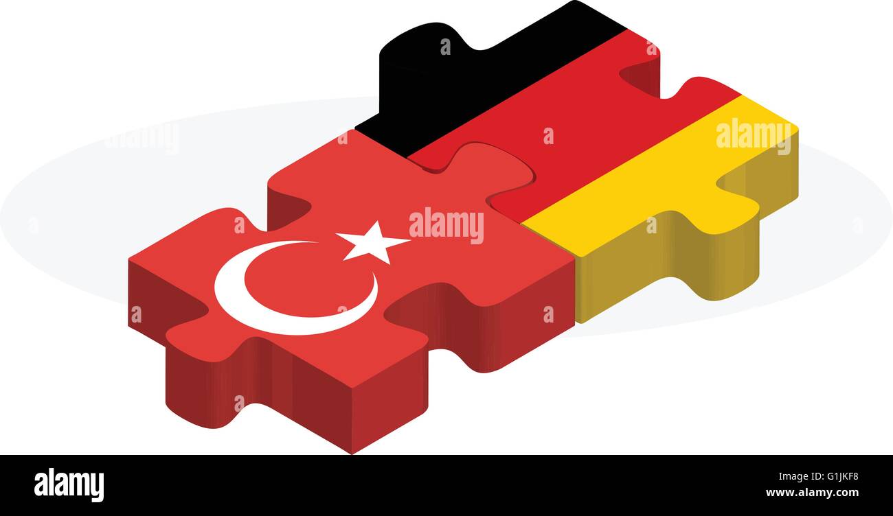 Vector illustration of German and Turkish Flags in puzzle isolated on ...