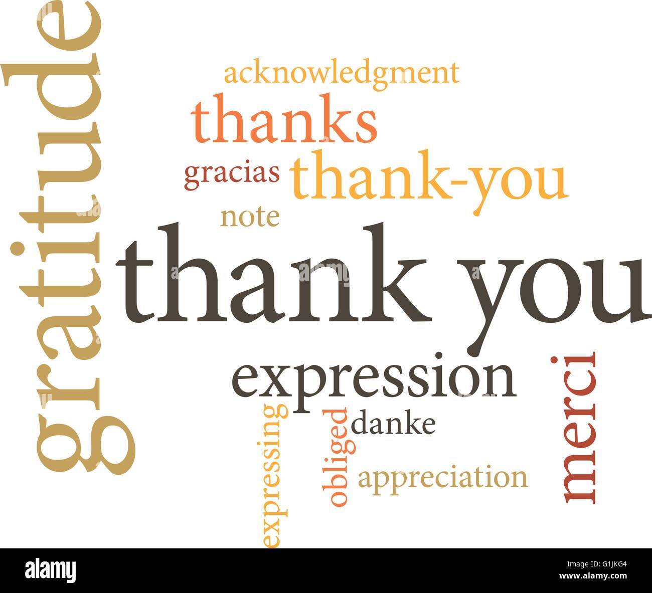 illustration of the word thank you in word clouds isolated on white ...
