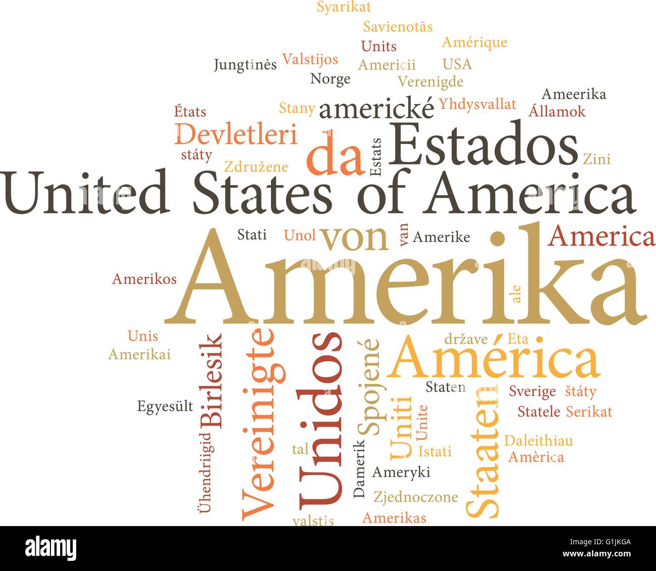 illustration of the word united states of america in word clouds ...