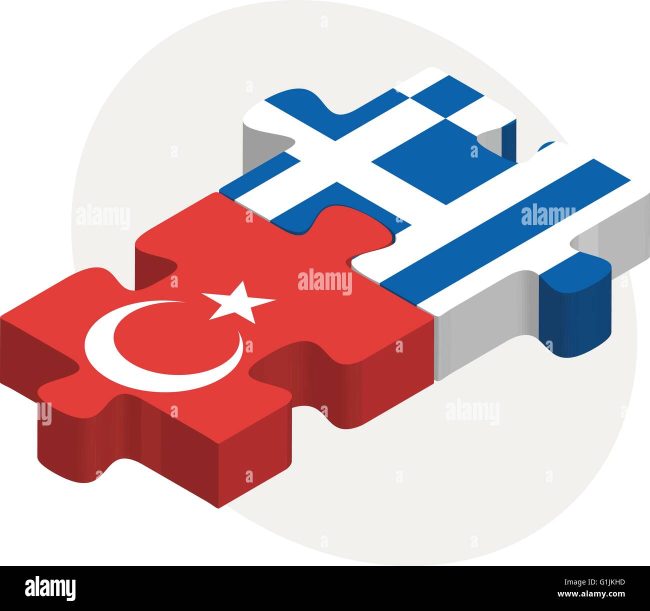 Vector illustration of Greek and Turkish Flags in puzzle isolated on ...