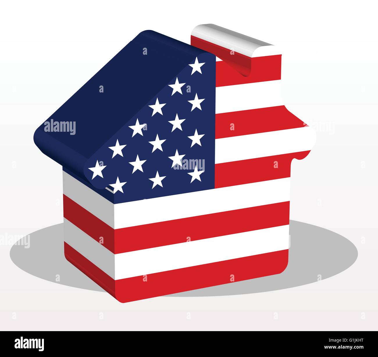 Vector illustration of house home icon with USA flag in puzzle isolated ...