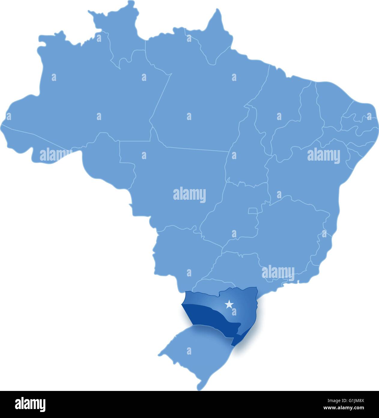 Brazil State Santa Catarina Administrative Map Showing Municipalities ...