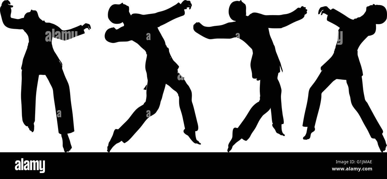 EPS 10 Vector - Karate martial art silhouettes of man and woman in ...