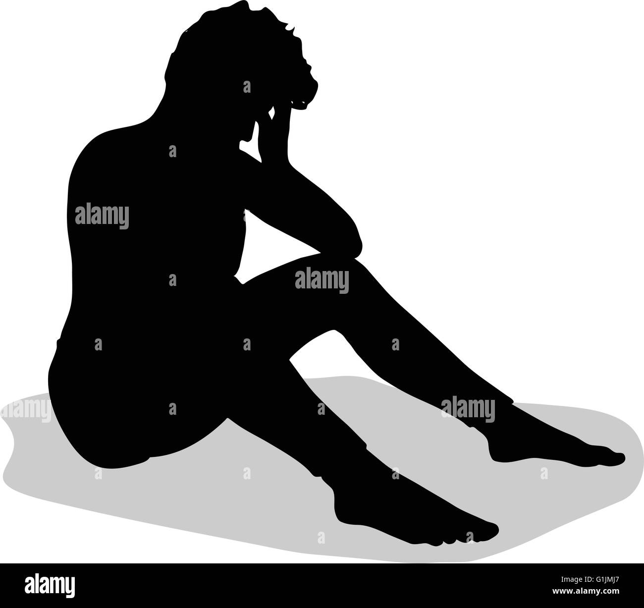 EPS 10 Vector of man silhouette in Sad position on white background ...