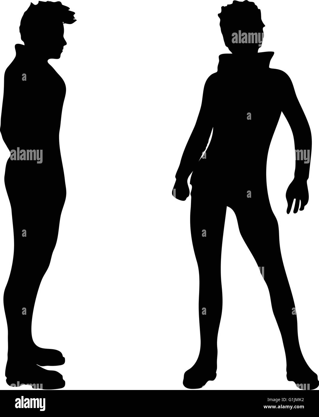 EPS 10 Vector of man silhouette in Standing position on white ...